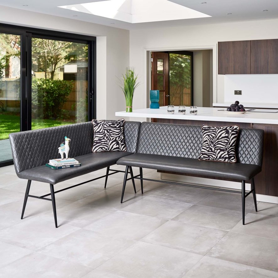 Woods Ripley Corner Bench Right Hand Facing - Grey - Woods Furniture