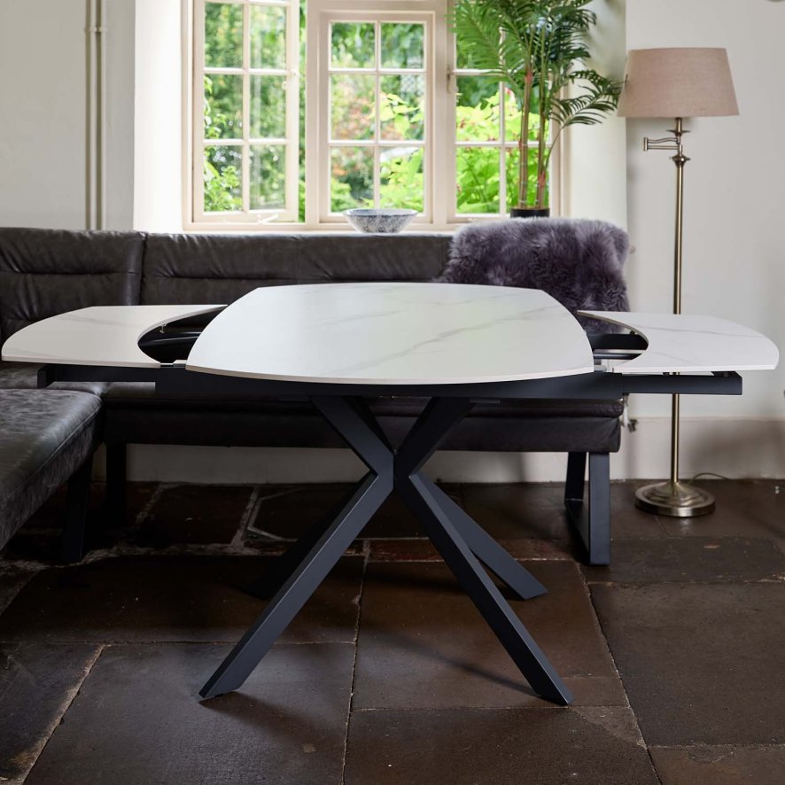 Woods Toscana White Motion Table with Industrial Corner Bench - Grey ...