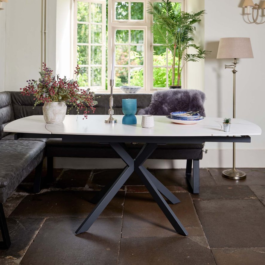 Woods Toscana White Motion Table with Industrial Corner Bench - Grey ...