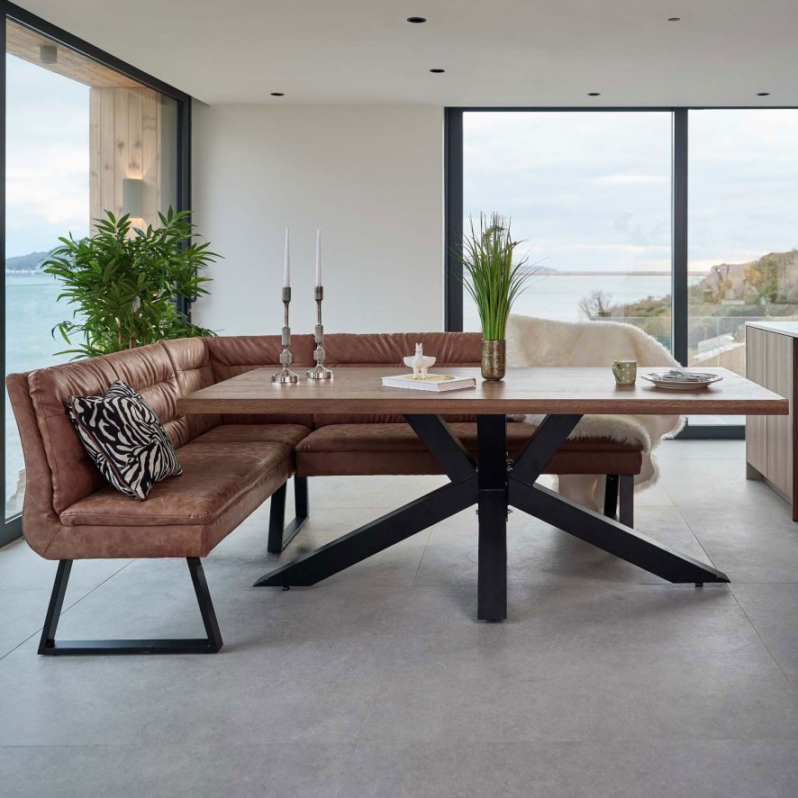 Woods Soho Dining Table 200cm with Industrial Corner Bench - Tan ...