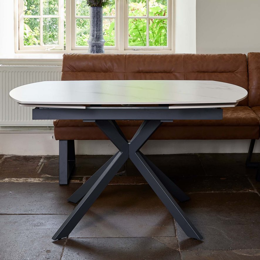 Woods Toscana White Motion Table with Industrial Corner Bench - Tan ...