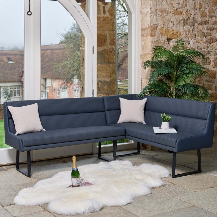 Woods Jupiter Corner Bench in Navy - Left Hand Facing - Woods Furniture