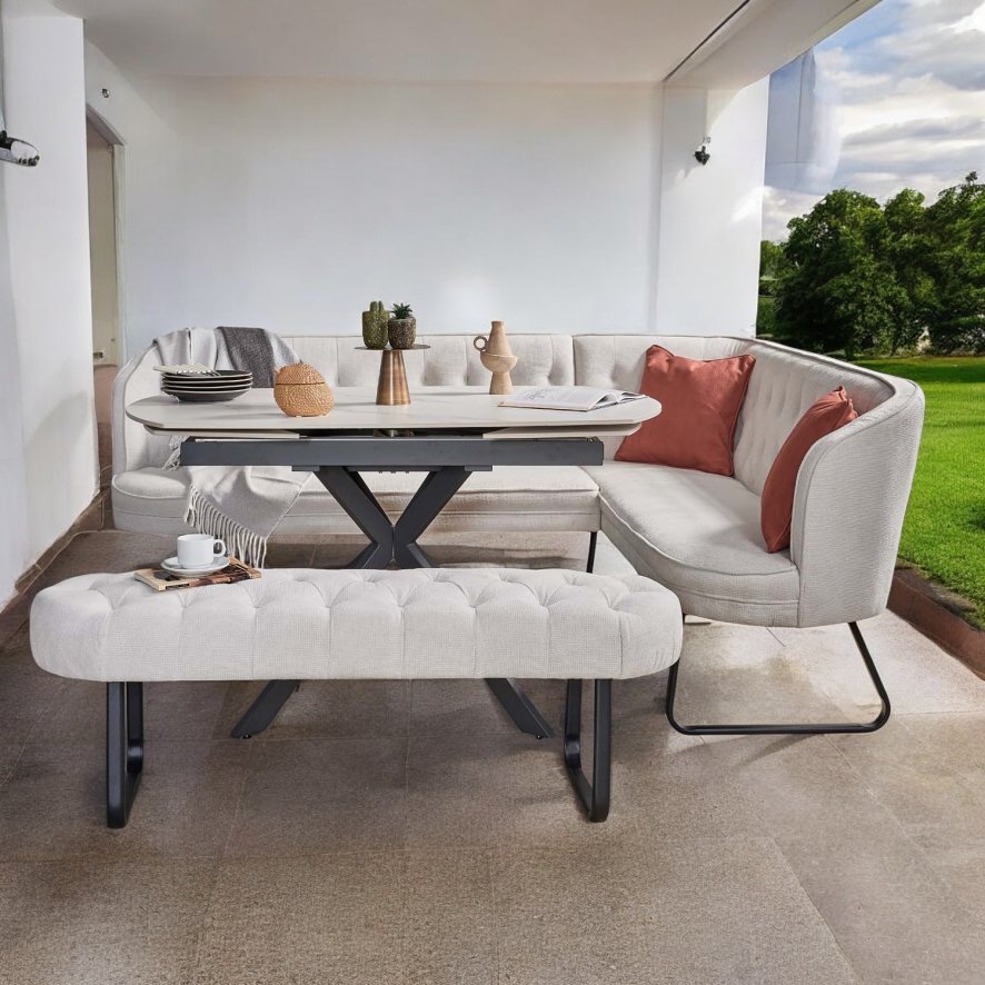 Woods Toscana White Motion Table with Frampton Corner & Low Bench in ...