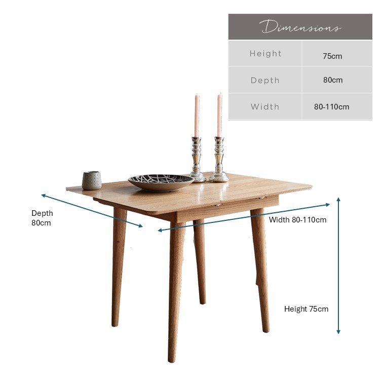 Woods Milan 80-110cm Extending Dining Table - Woods Furniture