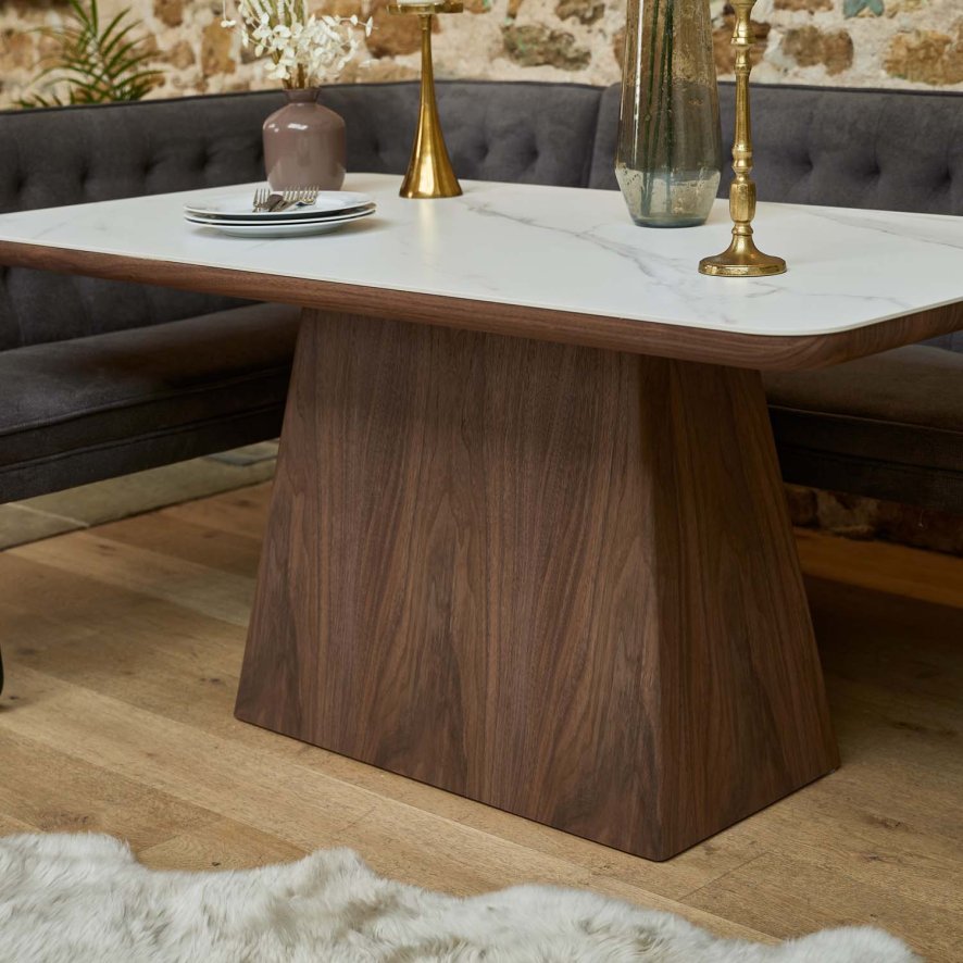 Woods Sutton 160cm Dining Table - Walnut with Frampton Corner Bench in ...