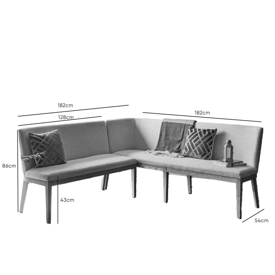 Woods Hampton 150cm Dining Table & Hampton Corner Bench in Grey - RHF ...