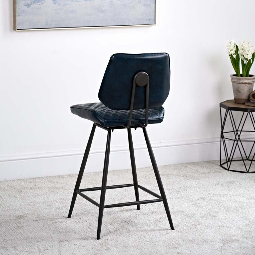 Digby Bar Stool - Dark Blue - Woods Furniture