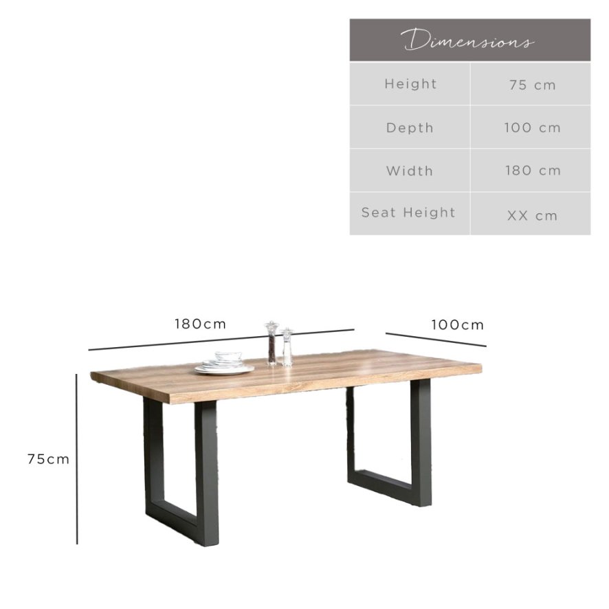 Burton Dining Table 180cm | 180cm Table cm - Woods Furniture