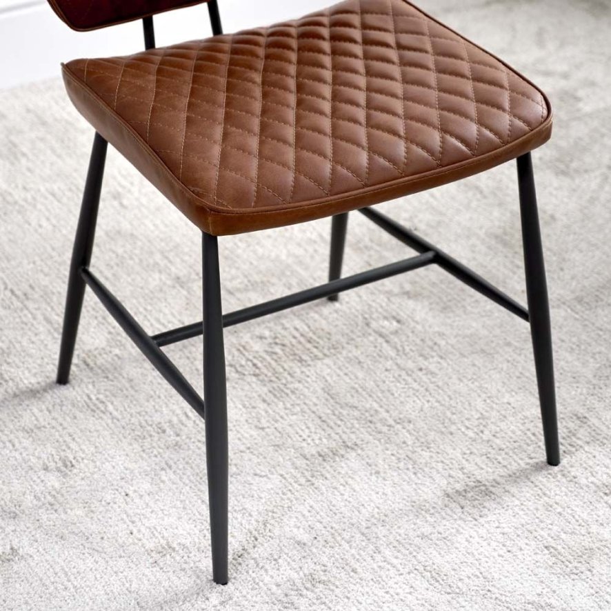 Digby Tan Leather Dining Chairs With Metal Legs - Woods Furniture
