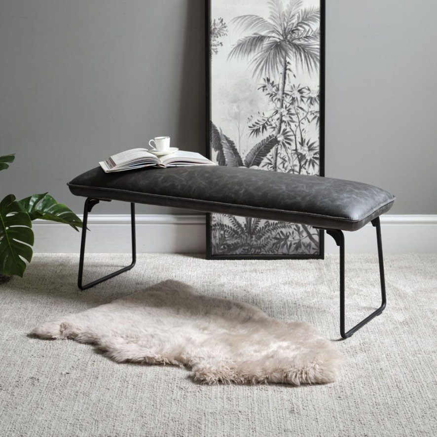 Hardy Low Dining Bench - Grey | Dining Bench Grey - Woods Furniture