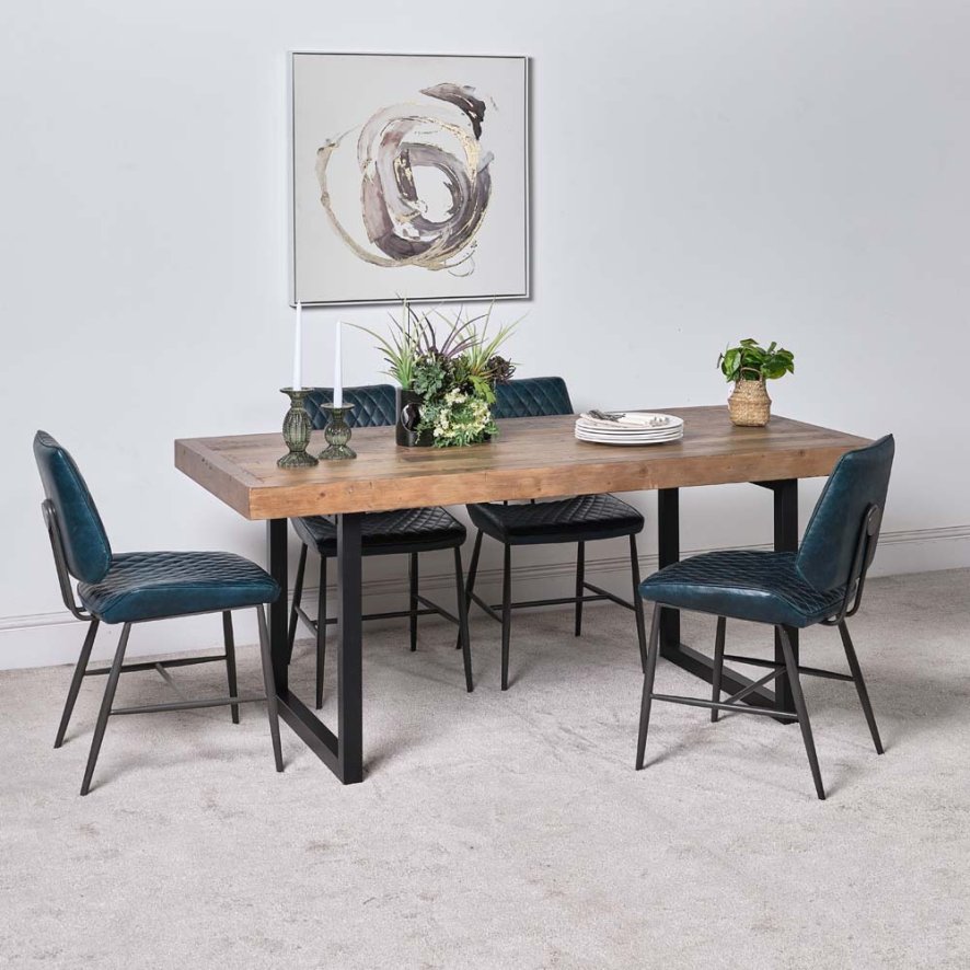 Woods Adelaide 180cm Dining Table & 4 Digby Dining Chairs - Blue ...