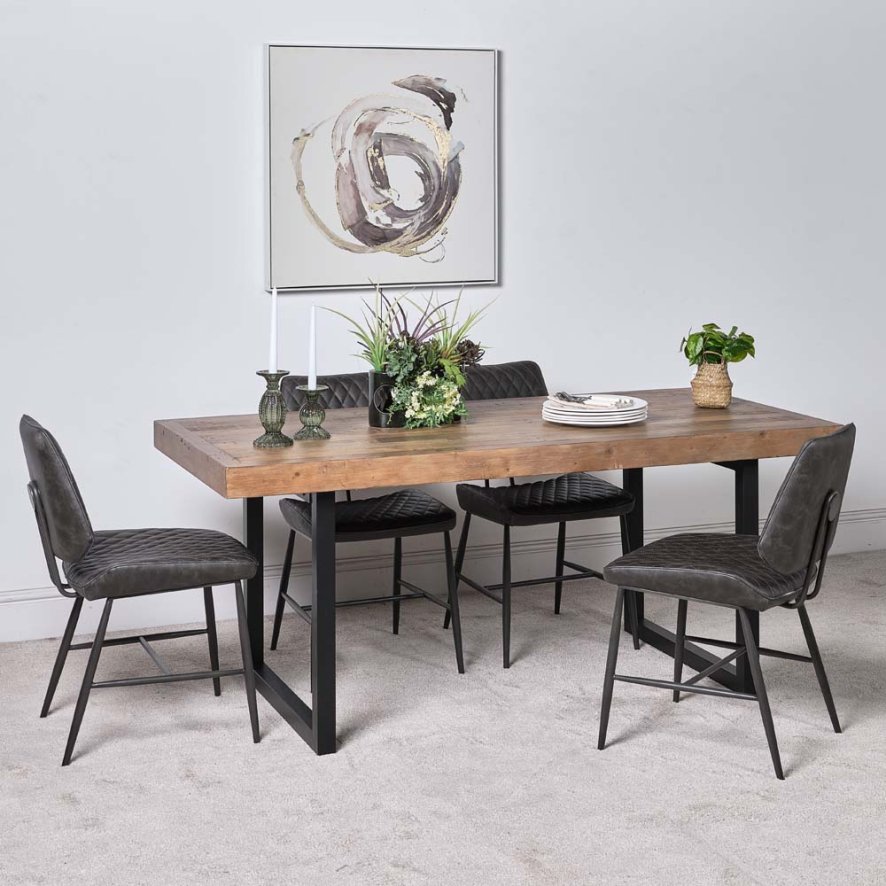 Woods Adelaide 180cm Dining Table & 4 Digby Dining Chairs - Grey ...