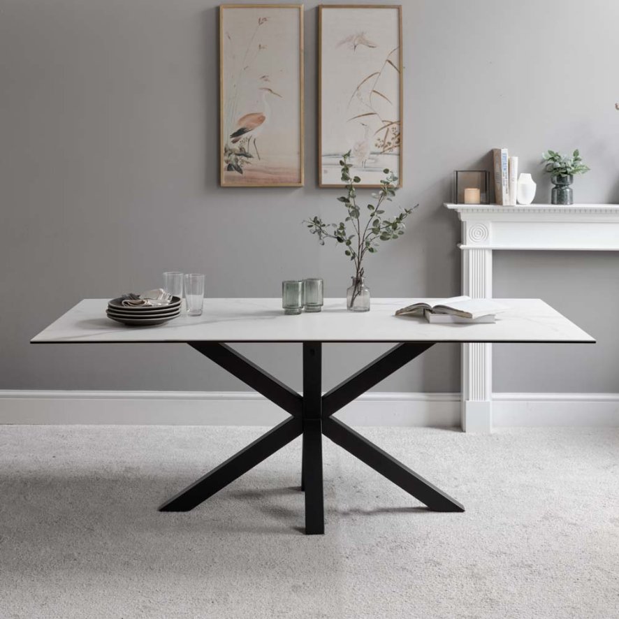 Woods Eastcote Ceramic Dining Table 200cm - White - Woods Furniture